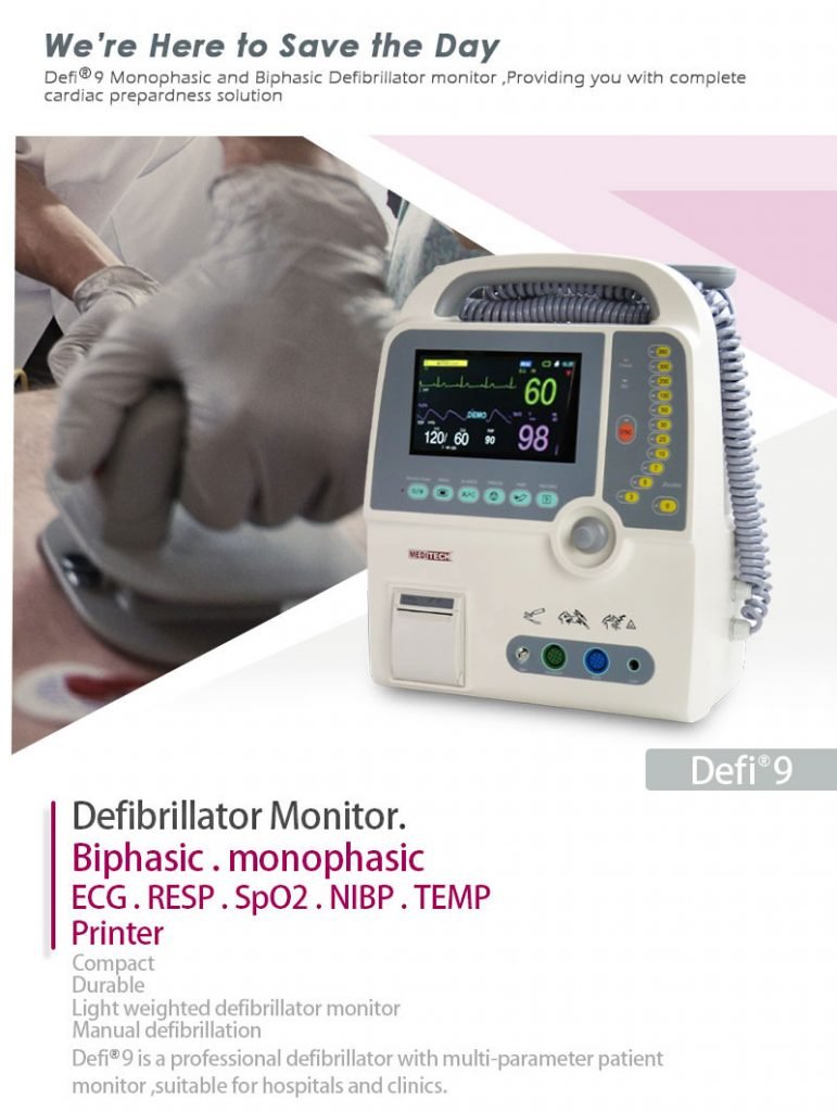 Emergency First Aid Defibrillator monitor with Biphasic and Monophasic ...