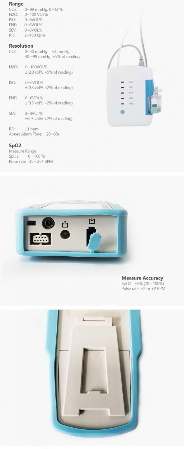 Portable Capnoxi Capnography Gas Analyzer Display with SpO2 Monitor ...